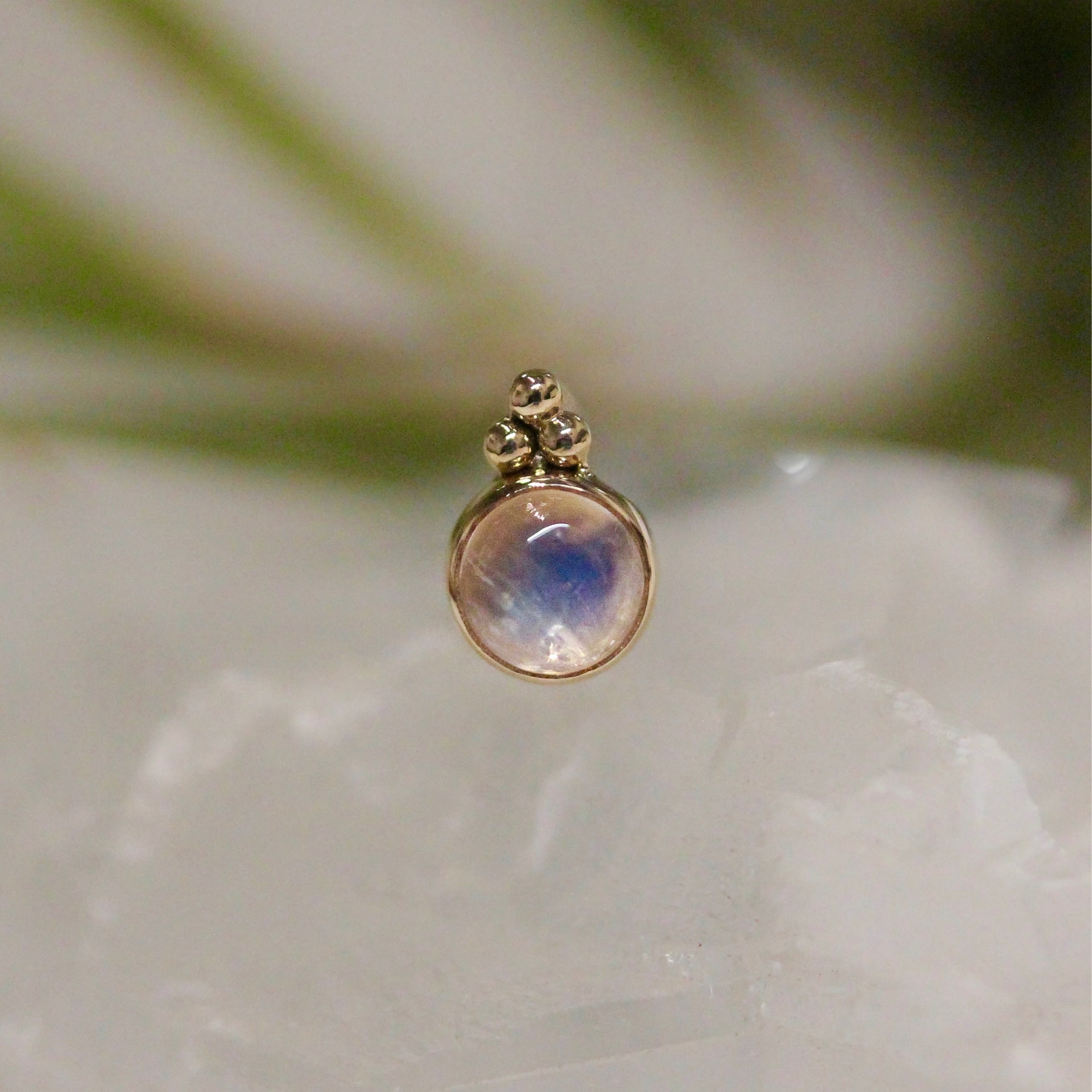 Cabochon Bezel with 3 Bead Accent Pin End by Dusk Body Jewelry Tallahassee FL Magnolia Company